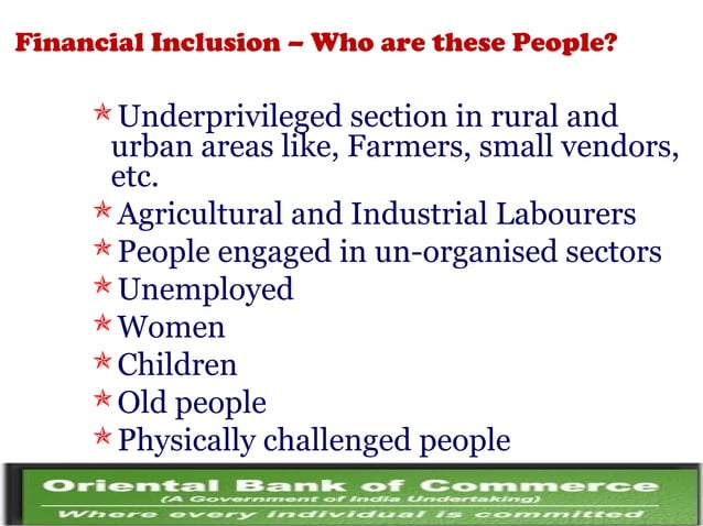 Financial inclusion OBC BANK | PPT | Free Download