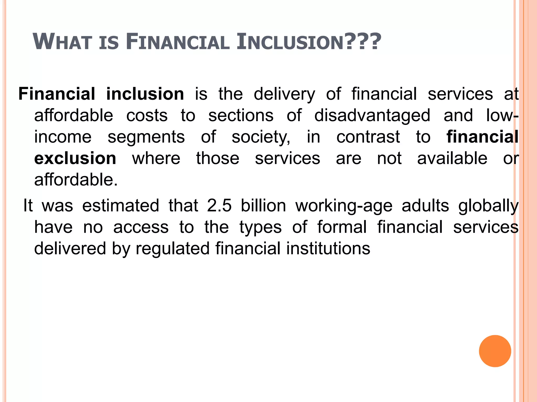 Financial inclusion impact on indian economy | PPTX