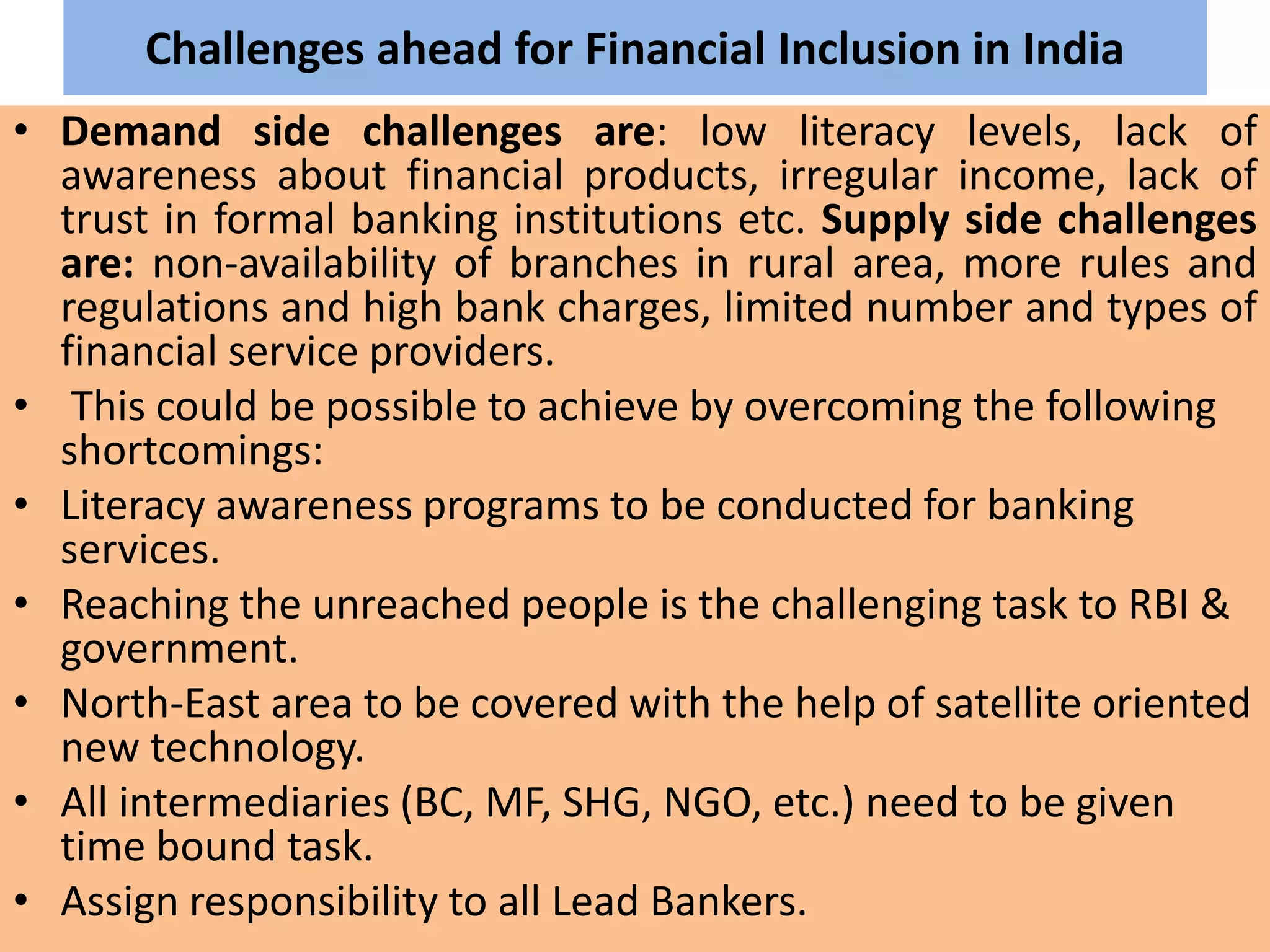 Financial inclusion in india an over view | PPTX