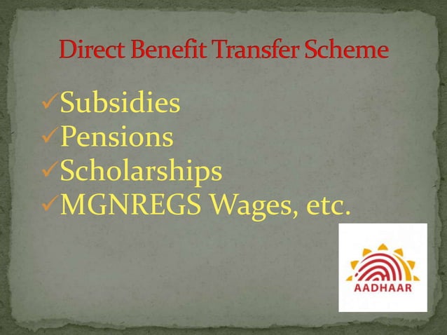 Direct Benefit Transfer - India | PPTX