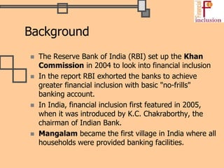 Financial inclusion in India | PPTX