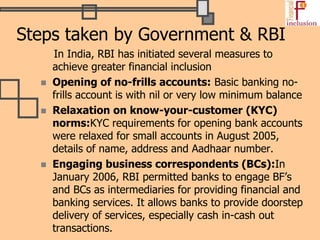 Financial inclusion in India | PPTX