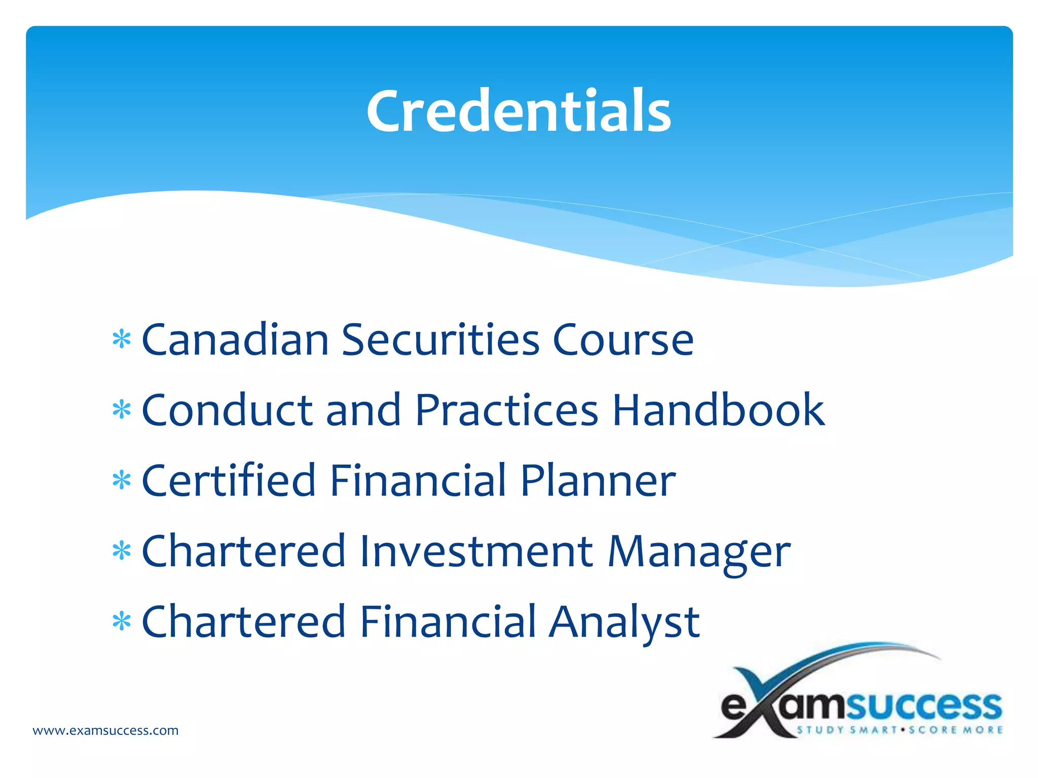 Financial industry credentials | PPT