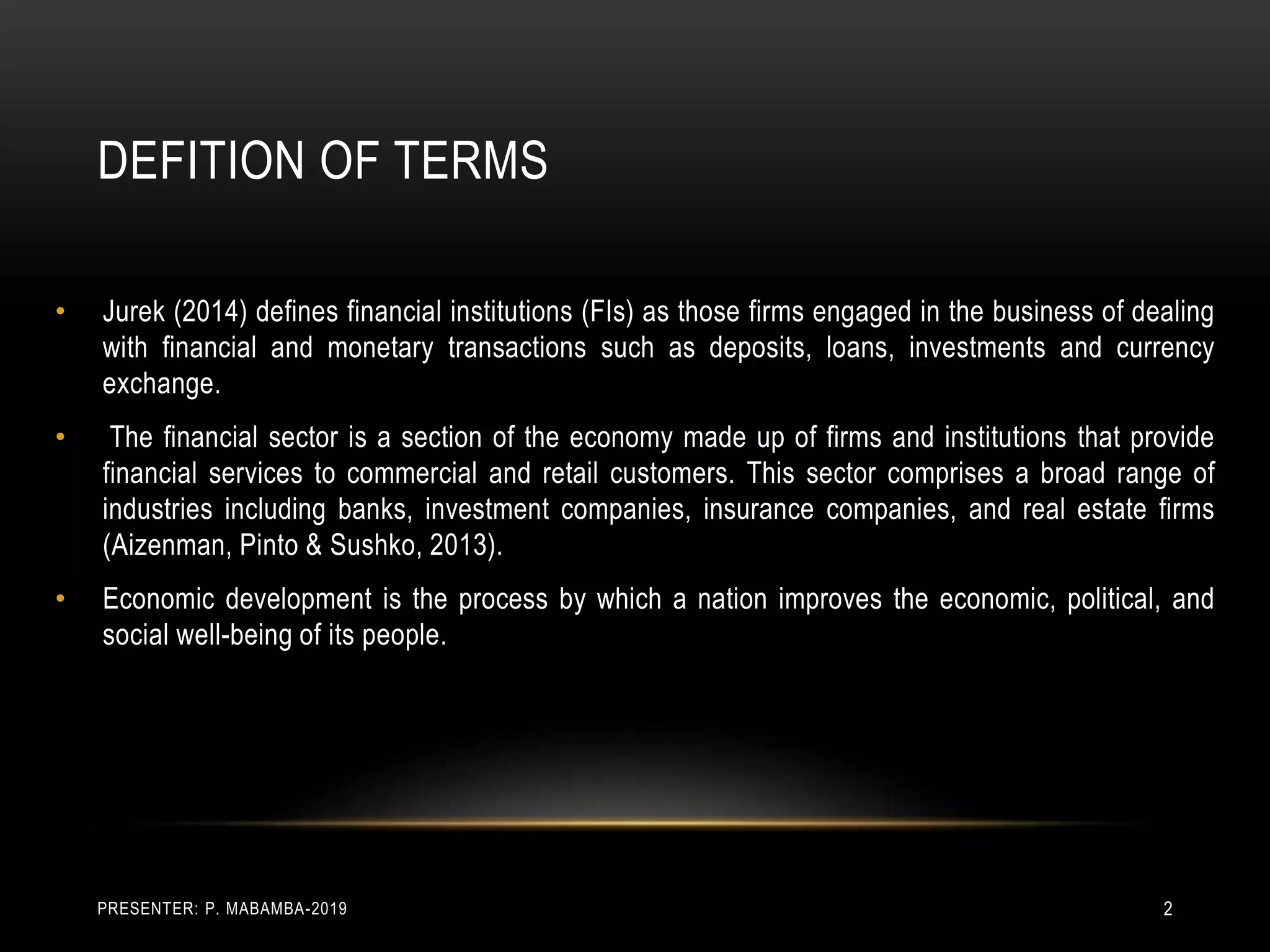 Financial Institutions and Economic Development | PPTX