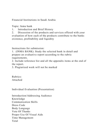 Financial Institutions in Saudi ArabiaTopic Inma bank 1.In.docx