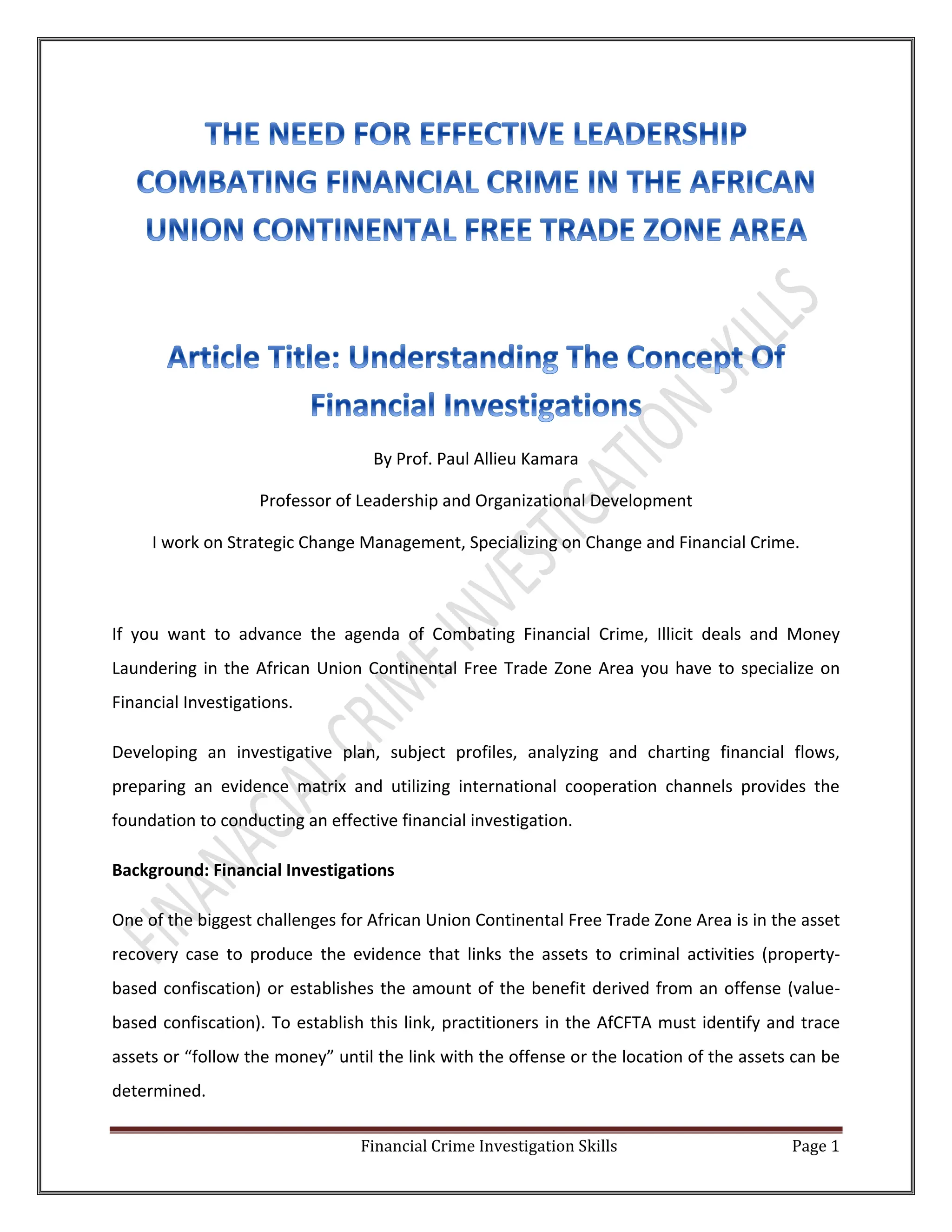 Financial Crime Investigations Skills | PDF