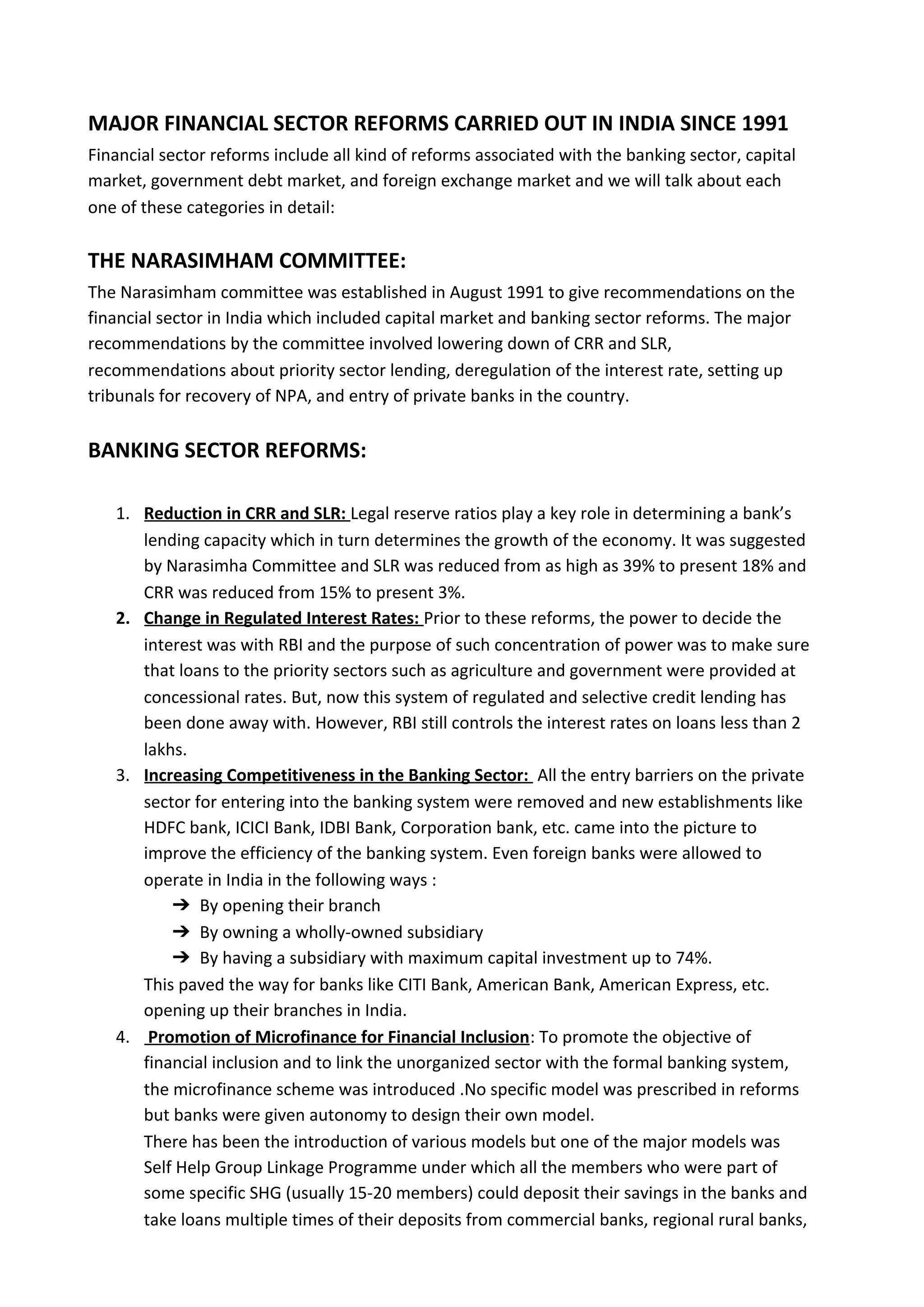 Financial liberalization, Reforms carried out in India and their impact ...