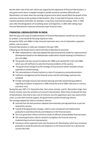 Financial liberalization, Reforms carried out in India and their impact ...