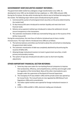 Financial liberalization, Reforms carried out in India and their impact ...