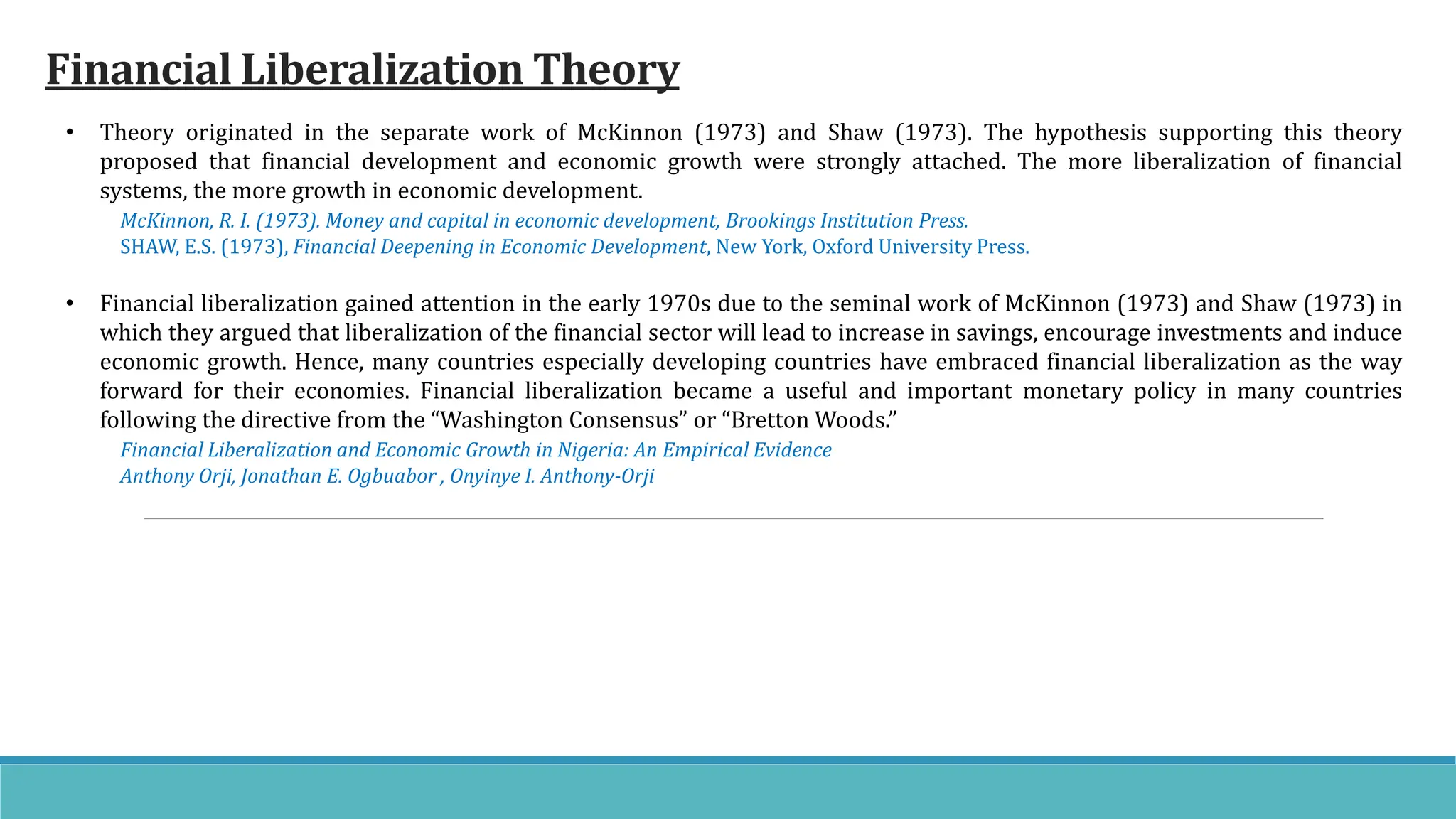 Financial Liberalization Theory detailed | PPTX