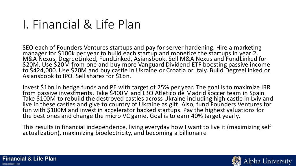 Financial & Life Plan