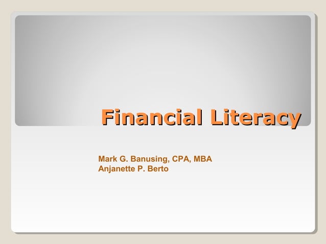 Financial literacy.ppt cover | PPT
