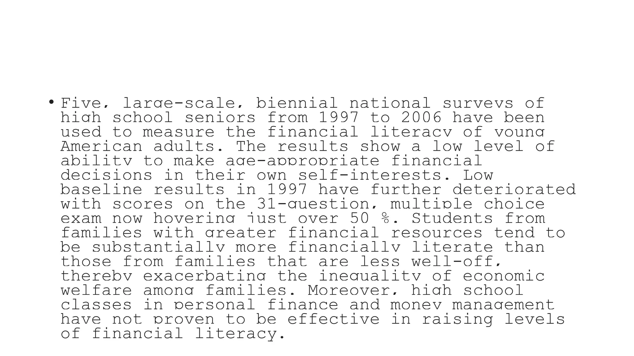 Financial Literacy- its overview, effect, and result | PPT