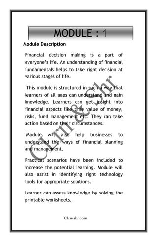 Financial literacy module 1 | PDF