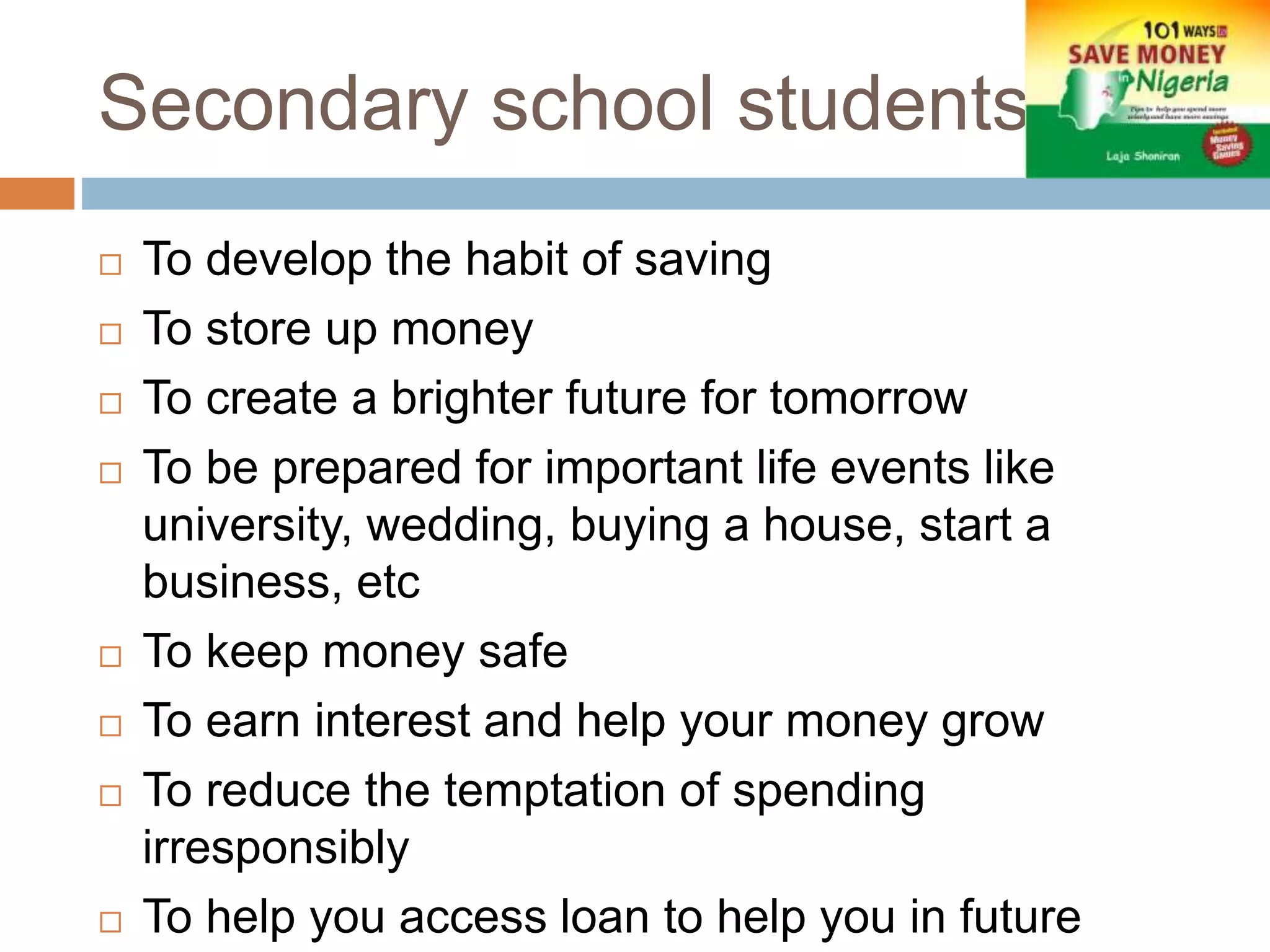 Financial Literacy Seminar for Secondary School Students | PPTX