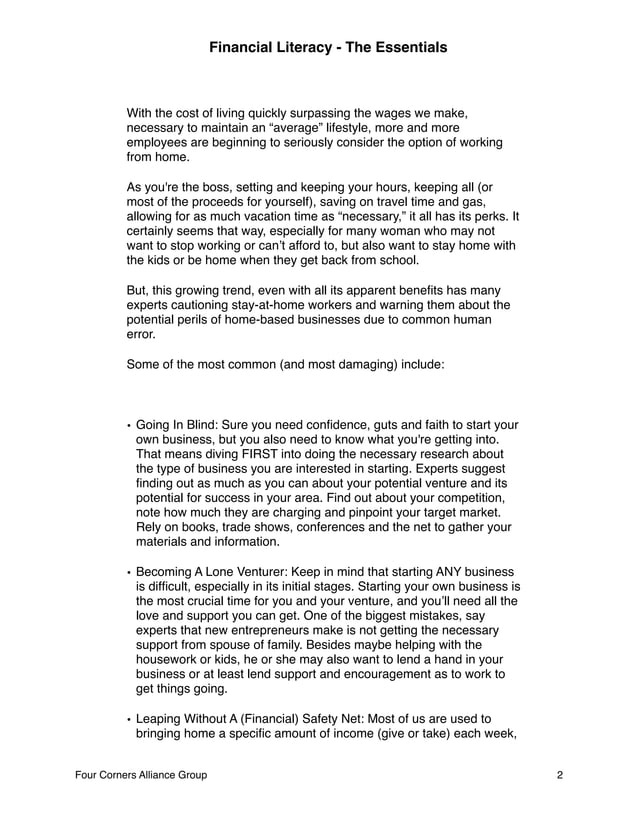 Financial literacy the essentials | PDF