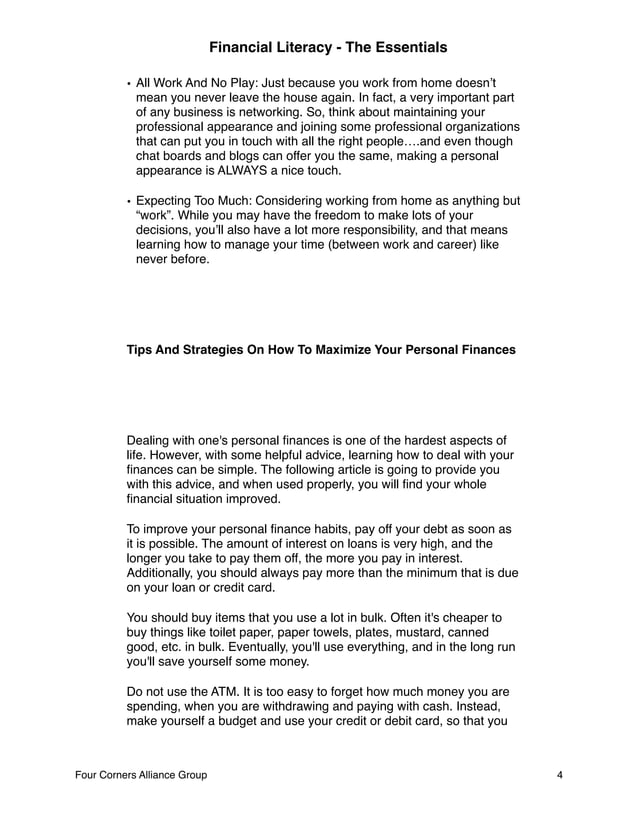 Financial literacy the essentials | PDF