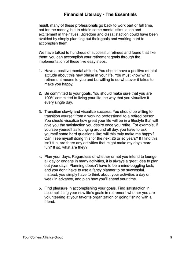 Financial literacy the essentials | PDF