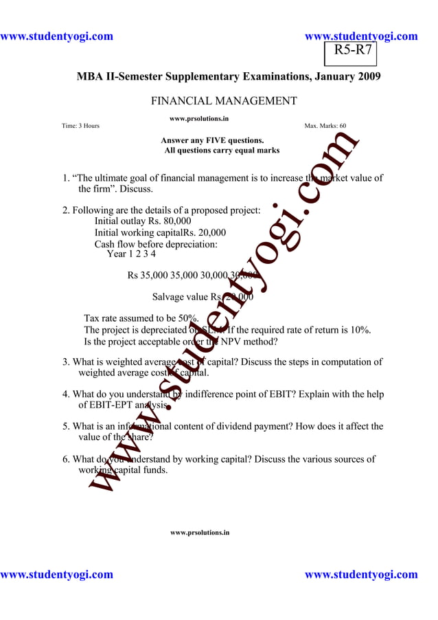 MBA Financial Management | PDF