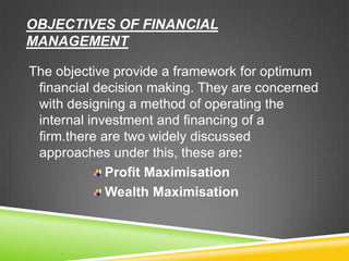 Financial management / objectives / money market / capital market | PPT