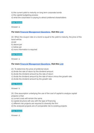 Financial Management Questions and Answers | PDF