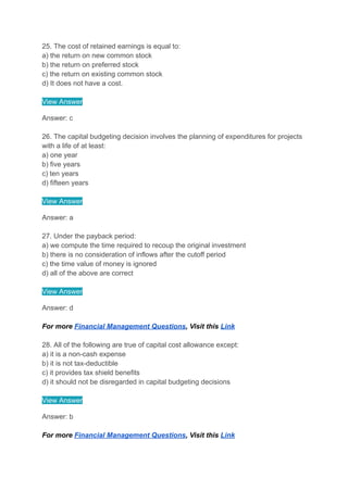 Financial Management Questions and Answers | PDF