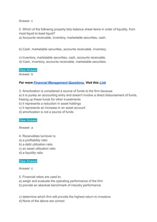 Financial Management Questions and Answers | PDF