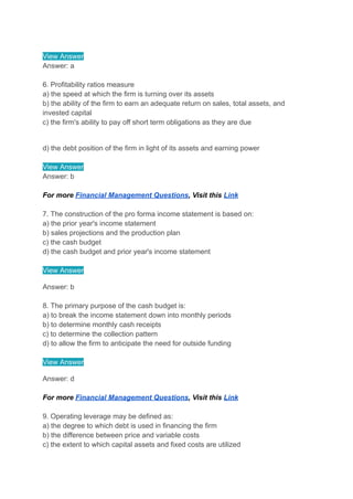 Financial Management Questions and Answers | PDF