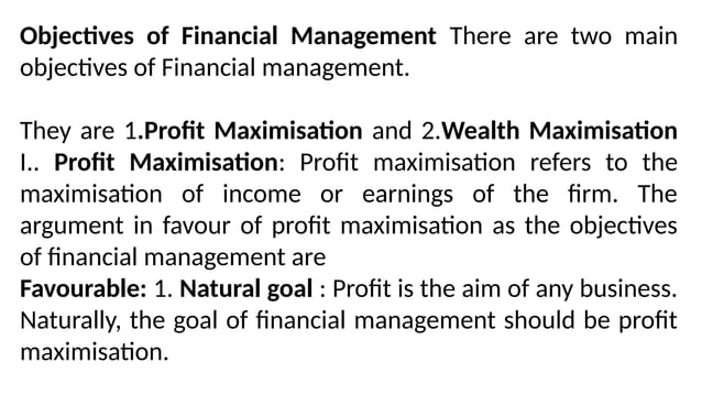 OBJECTIVES AND SCOPE OF FINANCIAL MANAGEMENT NOTES | PPTX