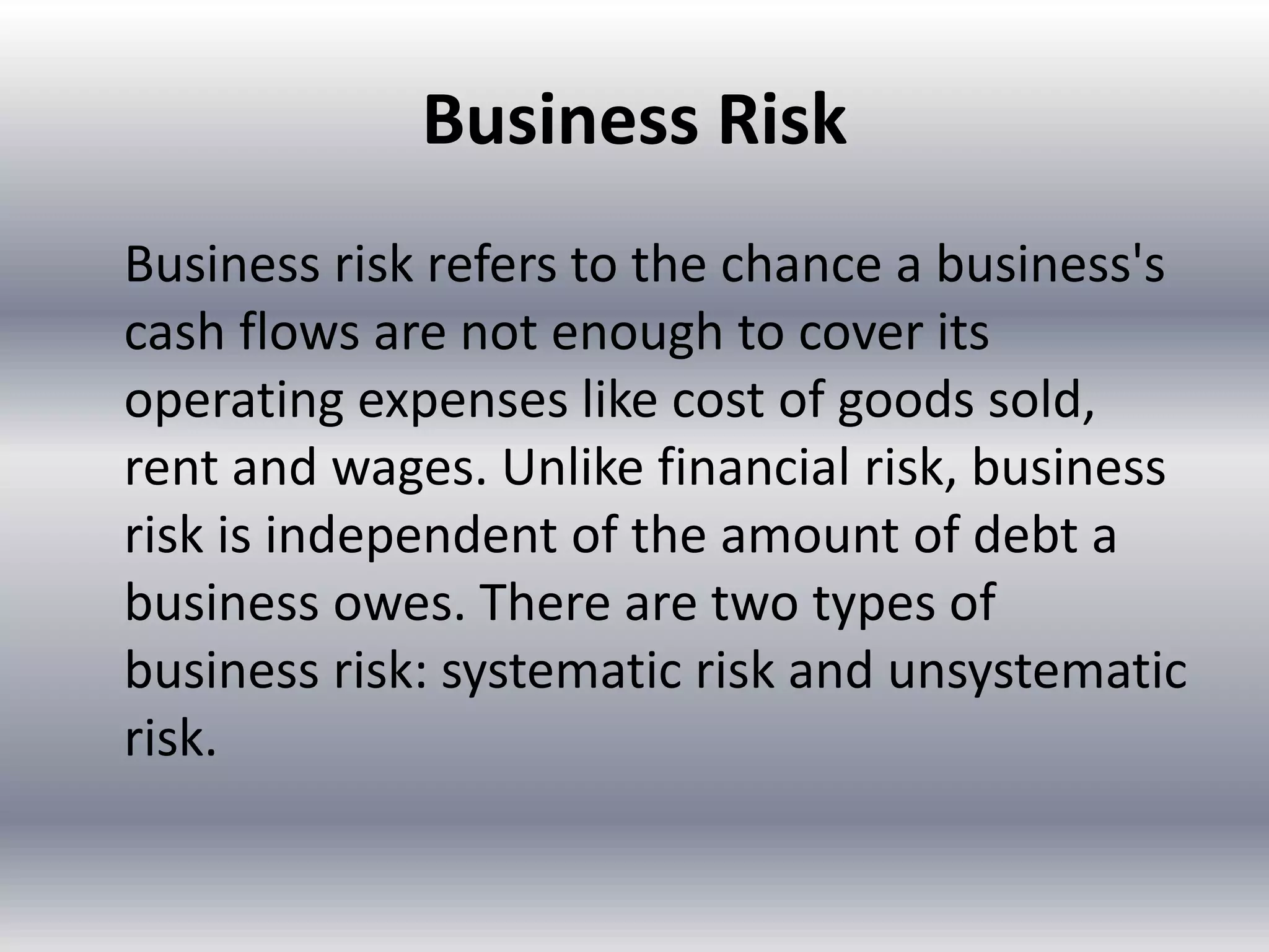 Capital Structure, Business Risk & financial risk | PPTX