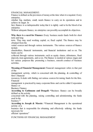 Financial management notes | DOCX