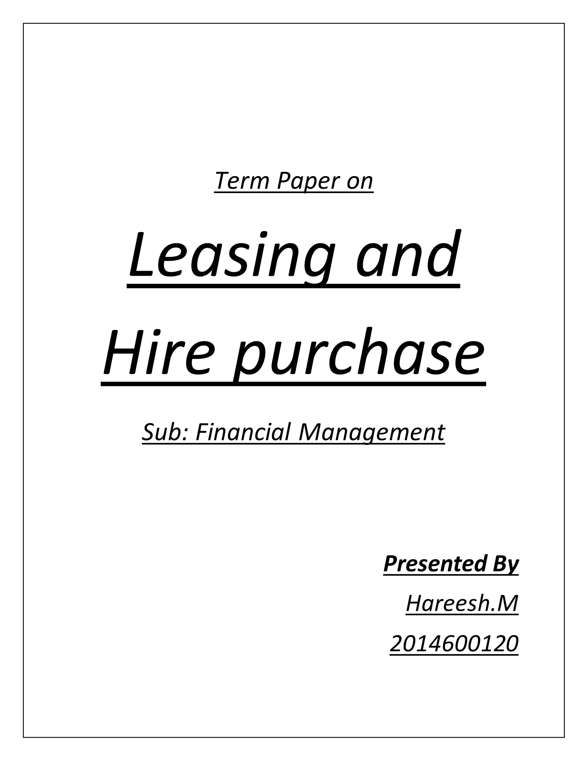 leasing and hire purchase | DOCX