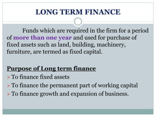 Long term sources of finance | PPT