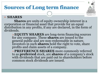 Long term sources of finance | PPTX