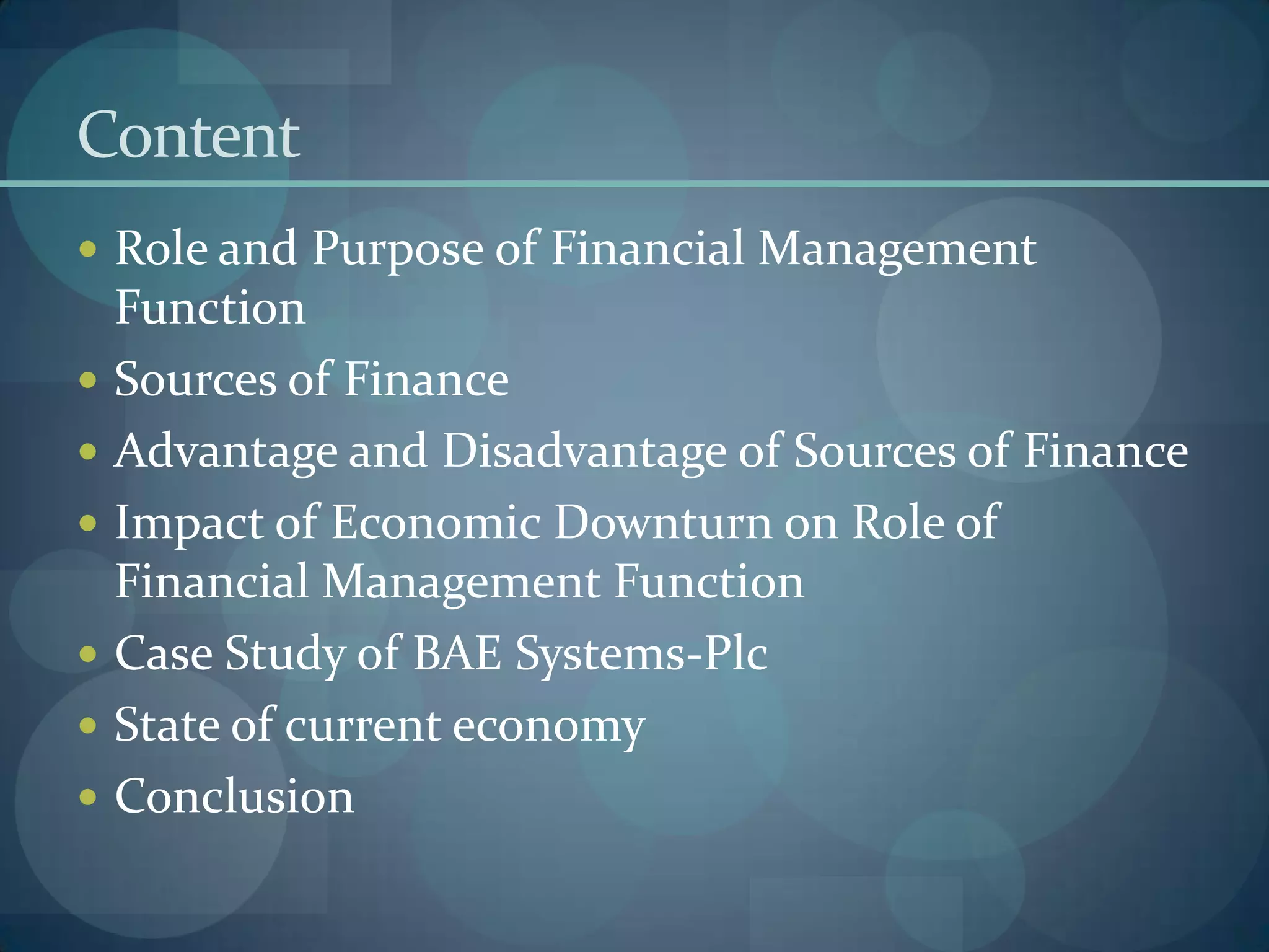 Financial management function bae system plc | PPTX