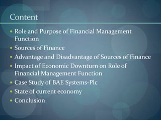 Financial management function bae system plc | PPT