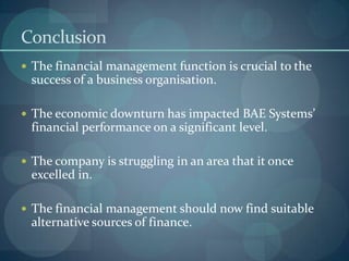 Financial management function bae system plc | PPT