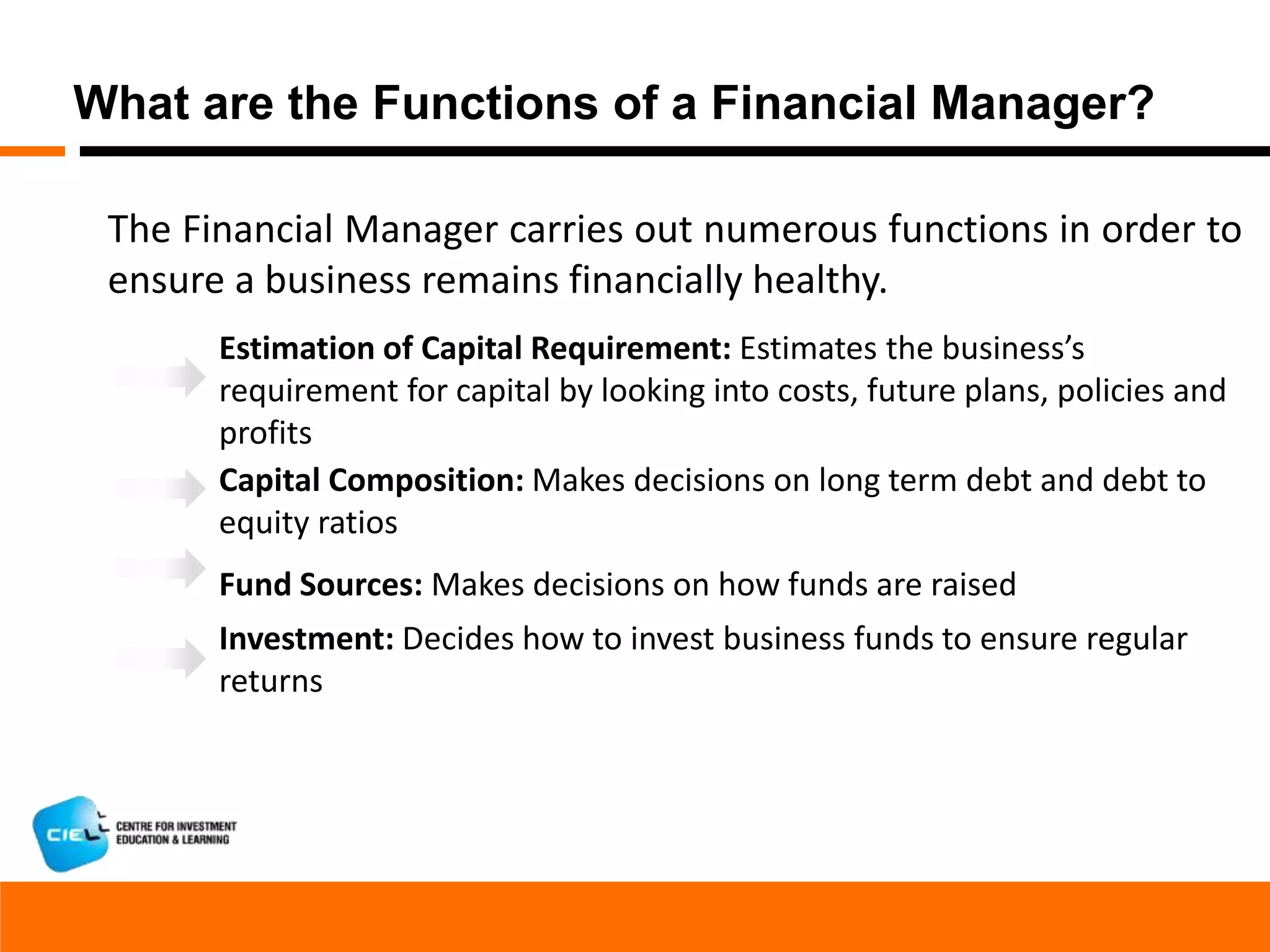 Financial management meaning objectives and functions | PPTX
