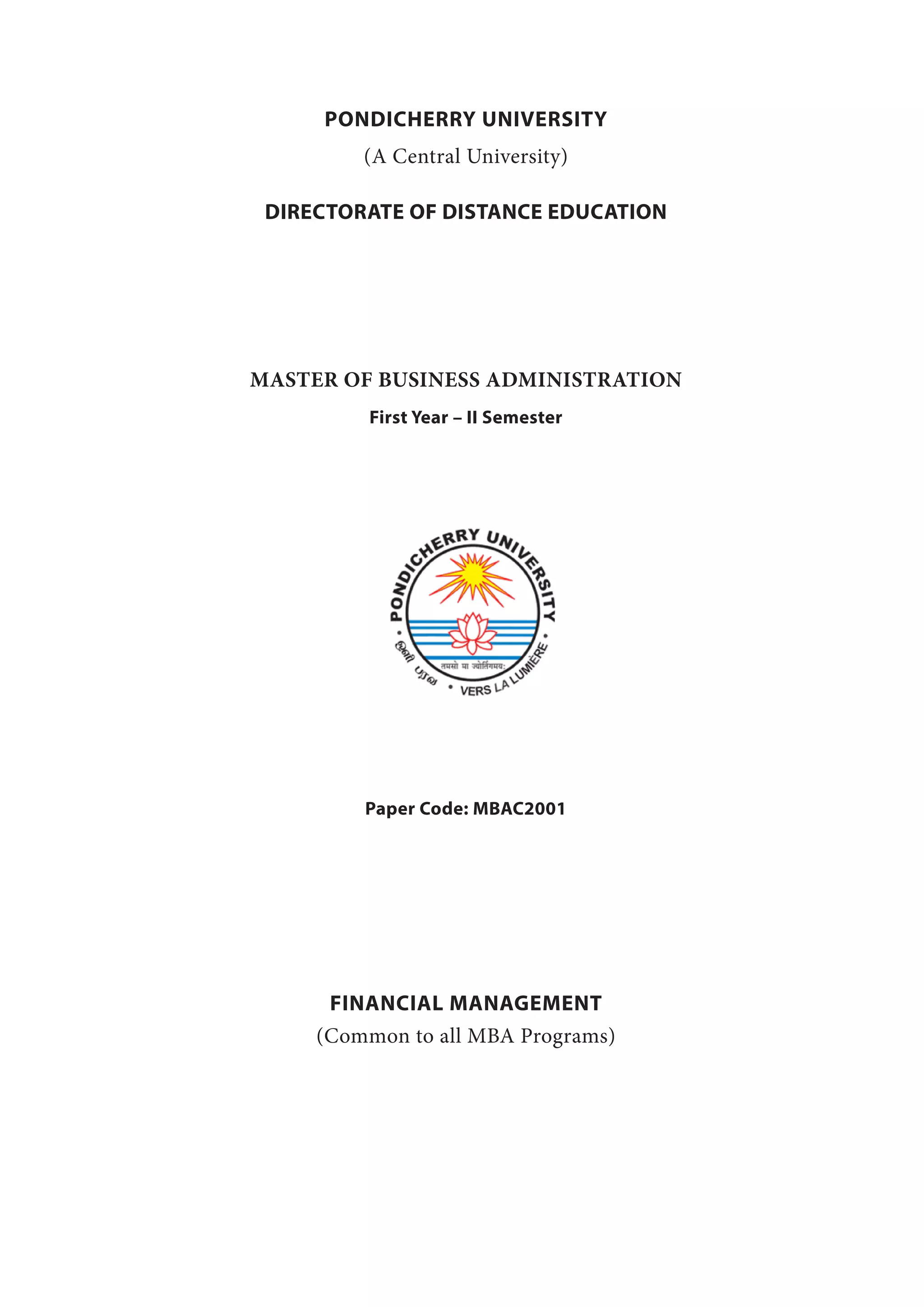 Financial management notes pdf | PDF