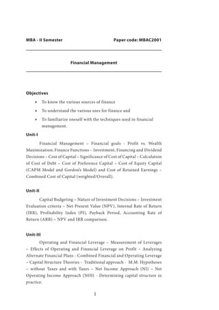 Financial management notes pdf | PDF