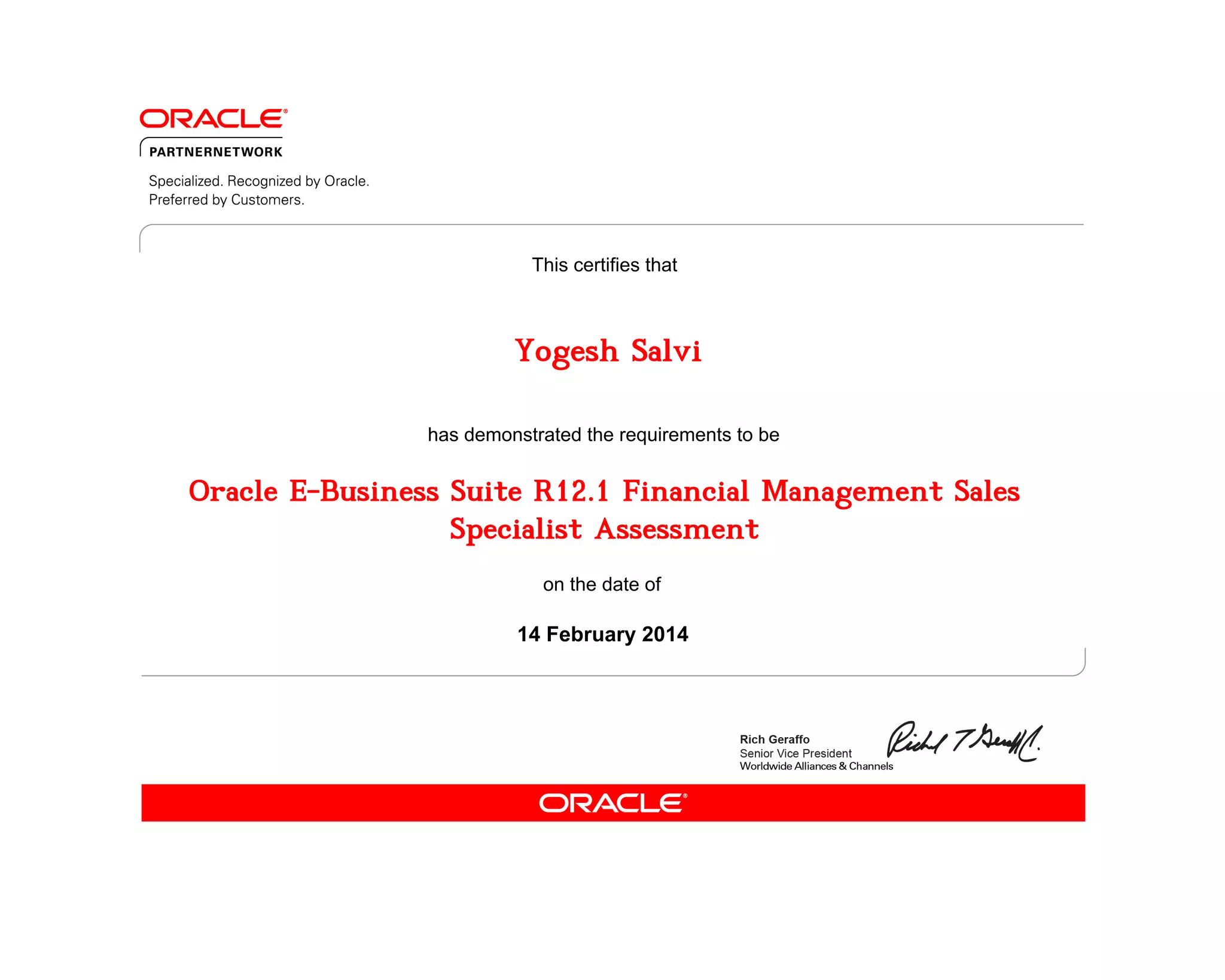 Oracle E-Business Suite R12 Financial management sales specialist | PDF