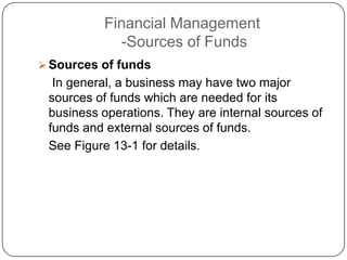 Financial management sources of funds | PPSX