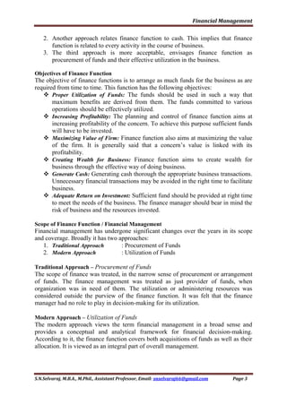 Financial Management unit 1 | PDF