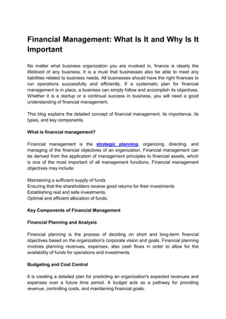 Financial Management_ What Is It and Why Is It Important | PDF