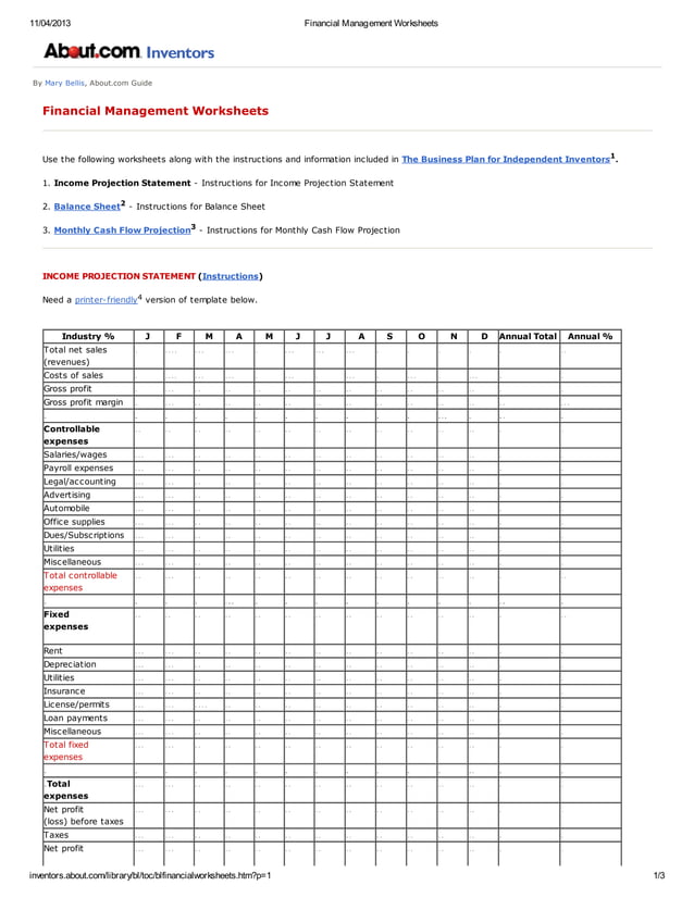 Financial management worksheets | PDF