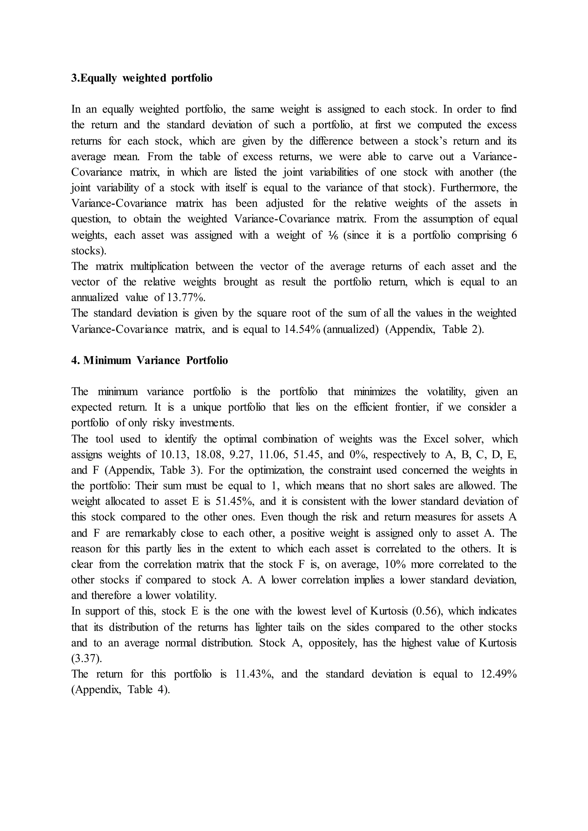 Portfolio optimization project | PDF