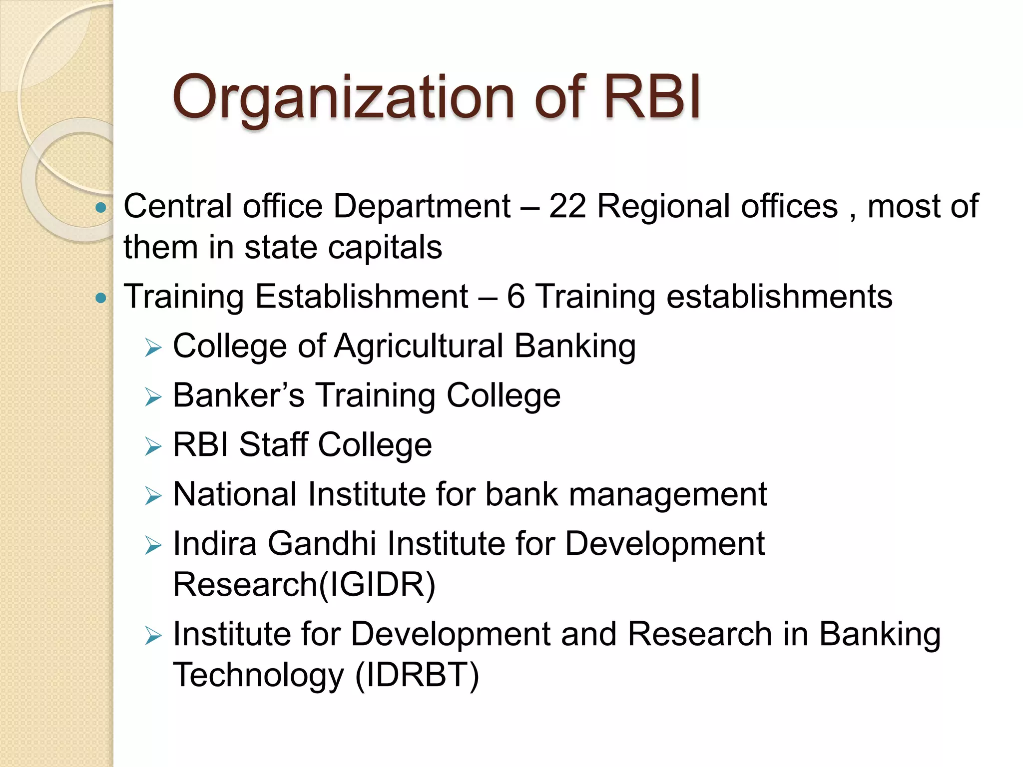 Reserve Bank Of India : Role ,Functions Structure and Management | PPTX