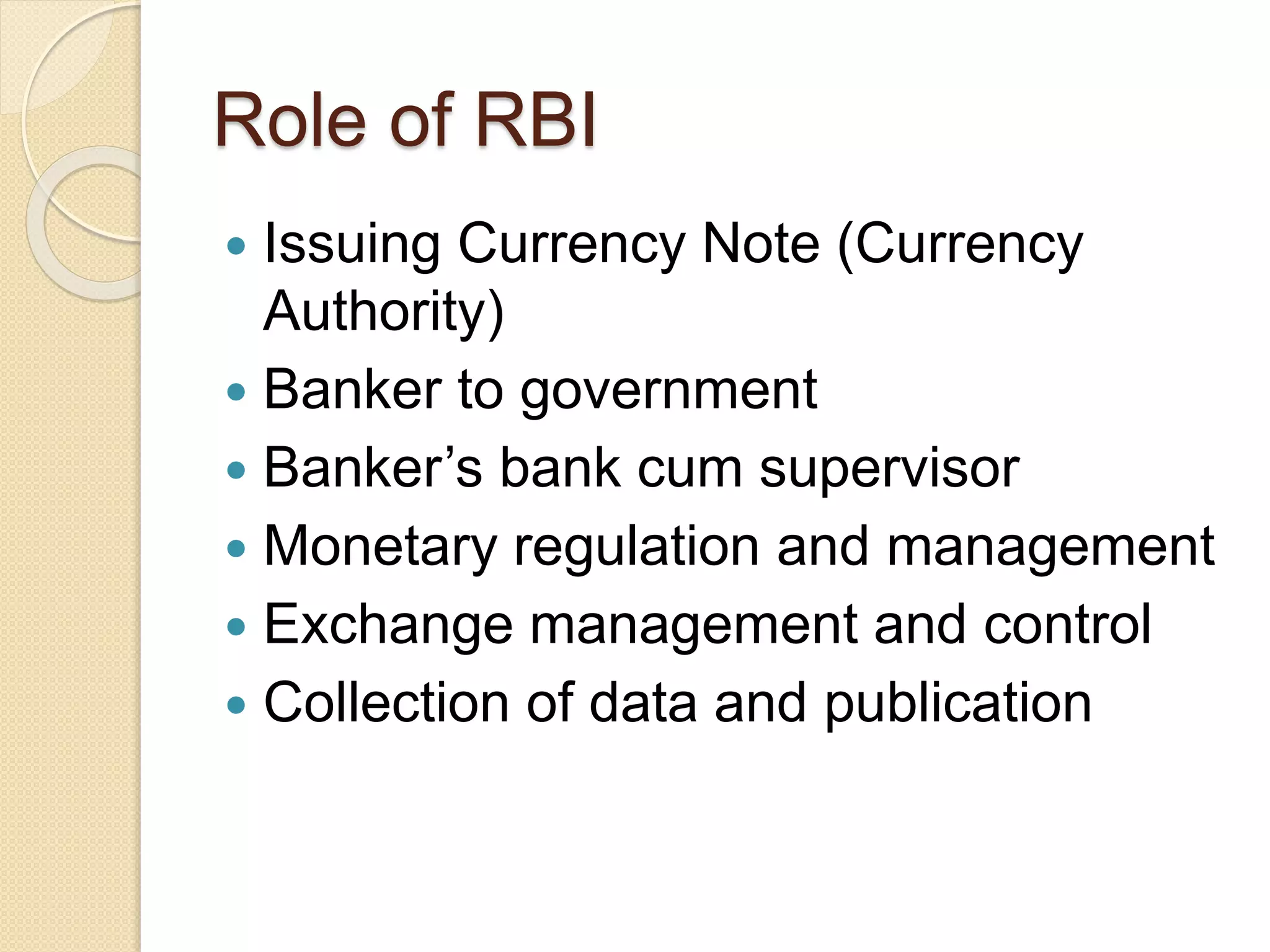 Reserve Bank Of India : Role ,Functions Structure and Management | PPTX