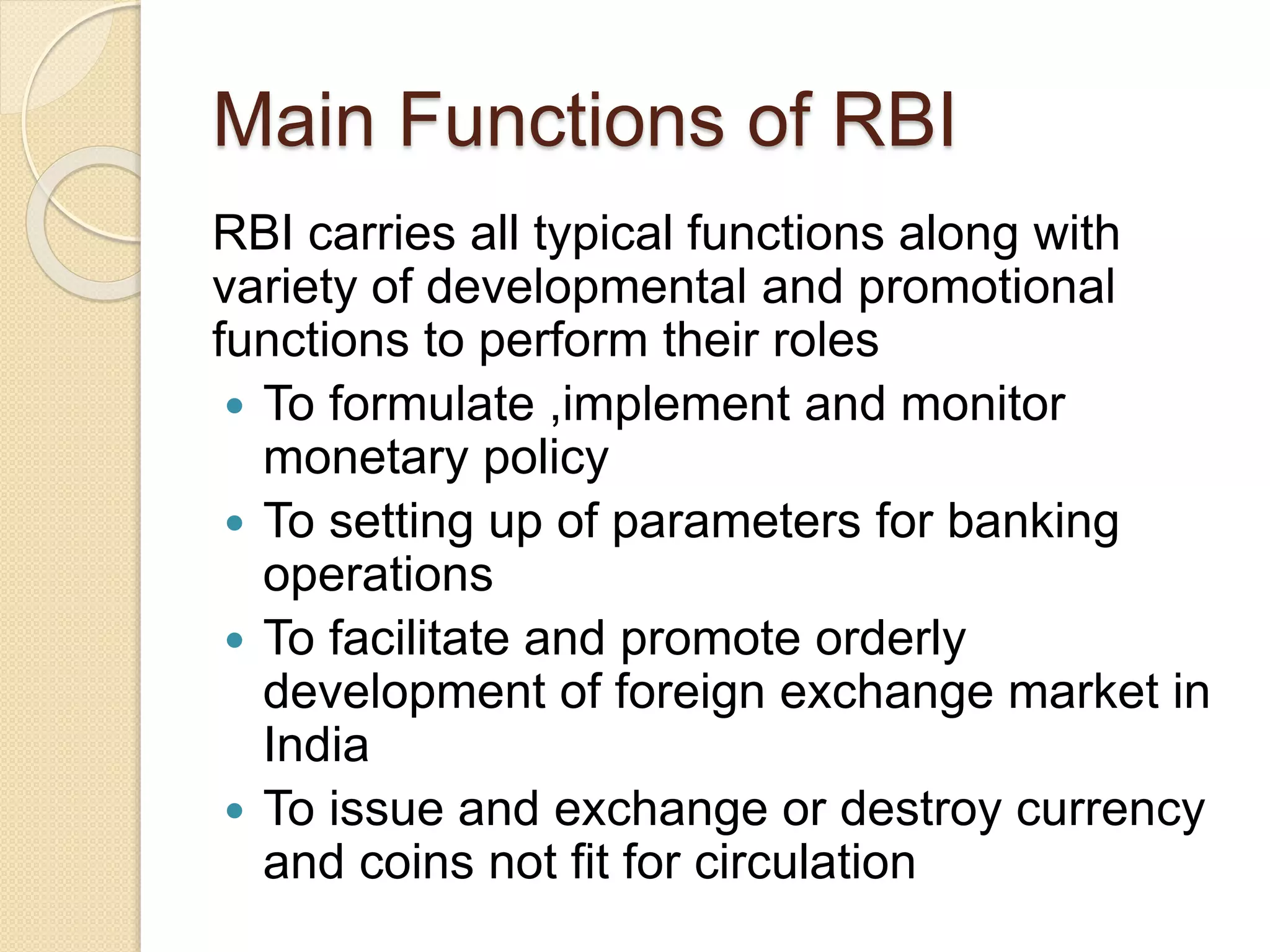 Reserve Bank Of India : Role ,Functions Structure and Management | PPTX