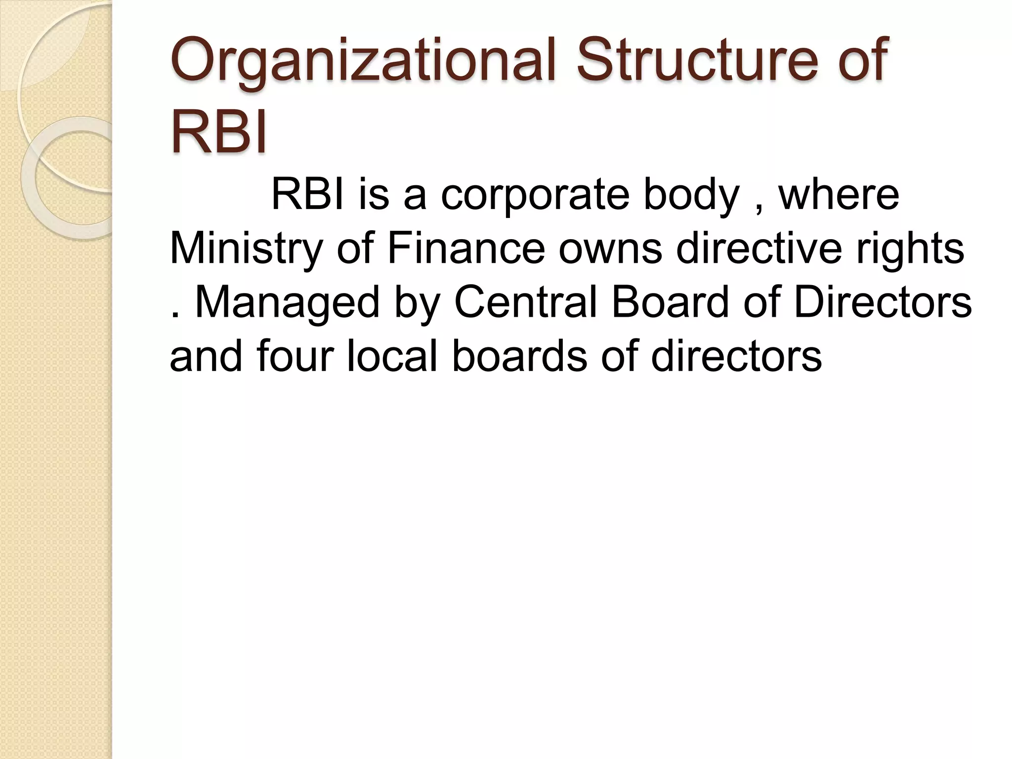 Reserve Bank Of India : Role ,Functions Structure and Management | PPTX